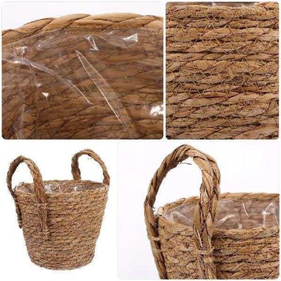 Straw Flower Pot Flowerpot Vintage inside Seegras Boho