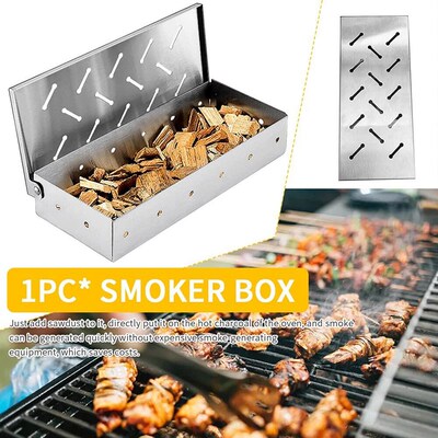 Wood Chips BBQ Smoker Box Barbecue Grill Meat Infused Smoke