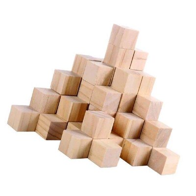 50 Pcs Wooden Cube Mini Teaspoons Bs Toy Stack DIY