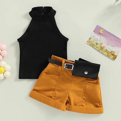 Kids Baby Girls Clothes Fashion Summer Outfit Solid Color Sl