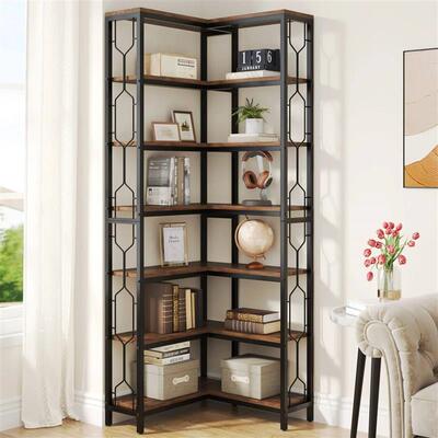 Tribesigns Corner Shelf, 7-Tier Industrial Corner Bookshelf,