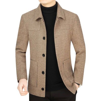 2024 High Quality Fashion Wool Blends Coats Men Solid Smart