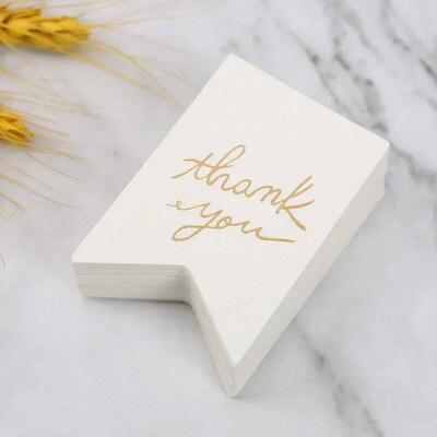 50pcs Kraft Paper Tag White Black Bronzing Thank You Tag Lug