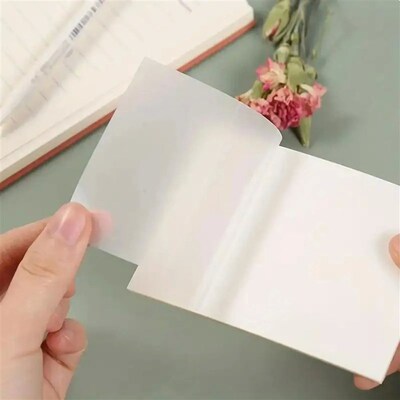 50 Sheets Transparent Sticky Notes See Through Waterproof Se