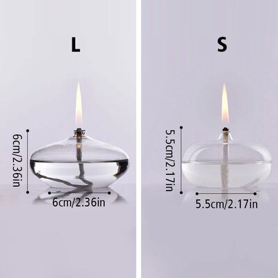 Handmade Oblate Transparent Glass Candlestick Oil Lamp with