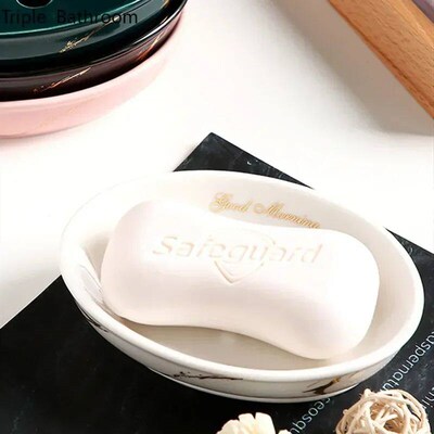 Light Luxury Soap Rack Ceramic Marbling Round Shape Househol