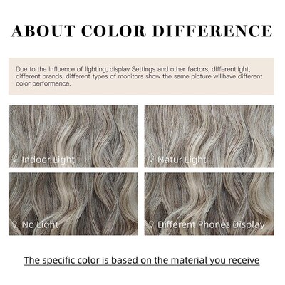 Long Grey Blonde Synthetic Wig for Women Ombre Blonde Wavy W