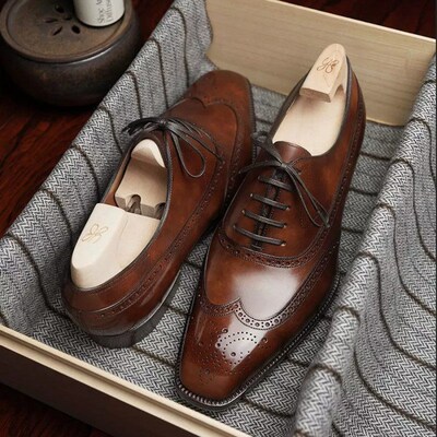 Men Oxford Shoes Classic Handmade Pu Pointed Toe Lace Comfor