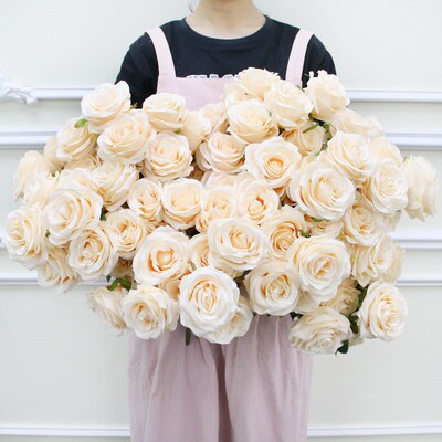 9 Heads 1 Bunch Camellia Rose Artificial Flower Holding Bouq