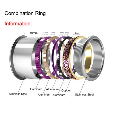 Koaem 5 Pieces Accessories Mix Aluminum and Copper Rings Wom