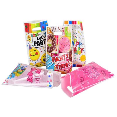 10pcs Printed Gift Bags Happy Birthday Plastic Candy Bag
