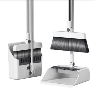 Broom and dustpan set with soft brush broom and dustpan set