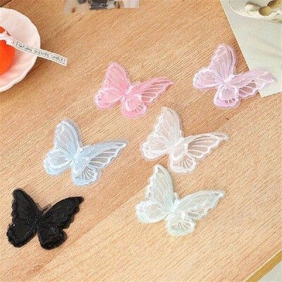 20Pcs 6CM Embroidery Lace Butterfly Appliques Dreamy 3D
