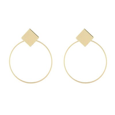 Creative Geometric Circular Rhombus Studs Fashionable Metal