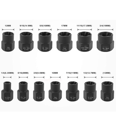 13 Piece Nut Extractor Socket Impact Bolt Nut Screw Remover