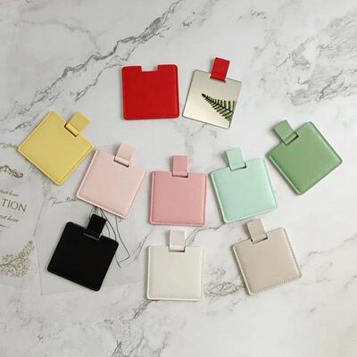 Stainless Steel Makeup Mirror with Leather Sheath Portable S
