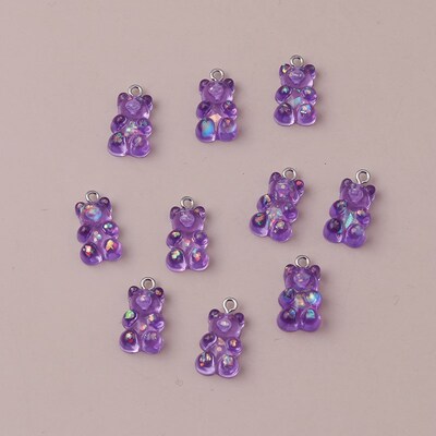10pcs 22X11mm Resin Sequins Gummy Bear Charms for Jewelry Ma
