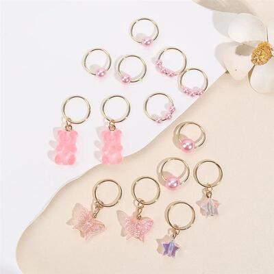 14Pcs Cute Bear Dreadlocks Hair Braid Hair Rings Dreadlock C