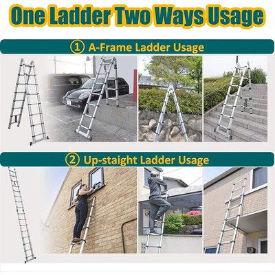 Ladder A Frame Telescopic Ladder 3.8m Aluminum Telescoping E