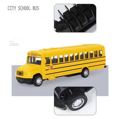 1/64 Diecast Alloy School Bus Kids Toy Car Inertia Vehicle M