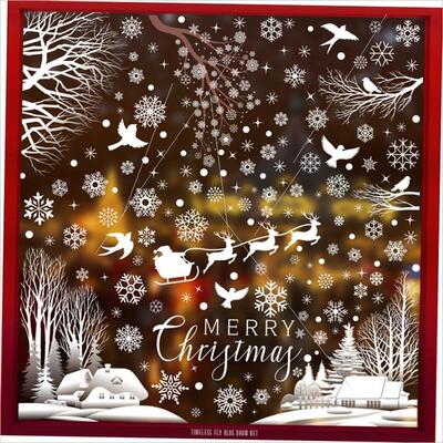 Christmas Elk Snowflake Jingle glass sticker