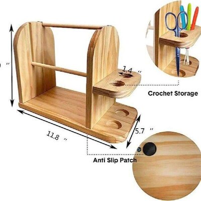 Wooden Yarn Holder Rotatable Double Shaft Spinning Knitting
