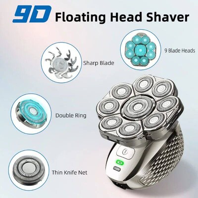4D Head Shavers for Bald Men, Upgraded 9 Floating Heads 6-in