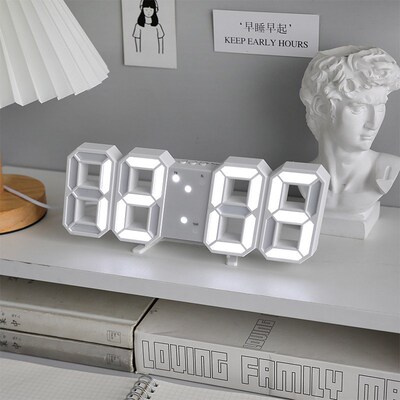 Nordic Large Digital Wall Clock Kitchen LED Display Home Clo