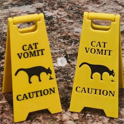 Cat Dog Vomit Signs Funny Black Cat Sign for Bathroom Decor