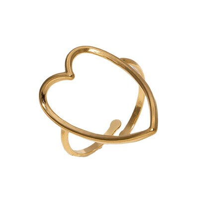 European Fashion Stainless Steel Heart Ring Simple and Versa