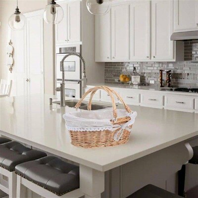 Rattan Storage Small Kitchen Counter Weave Rustic Picnic