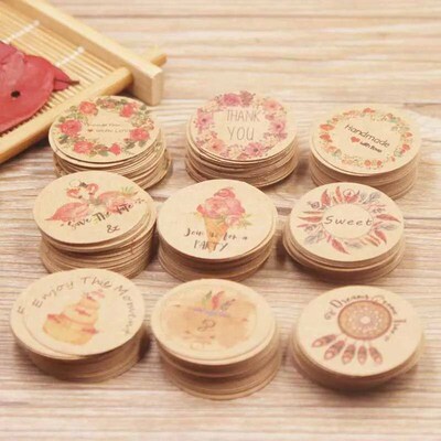 100pcs white /kraft paper gift hang tag Newest 3cm circle sh