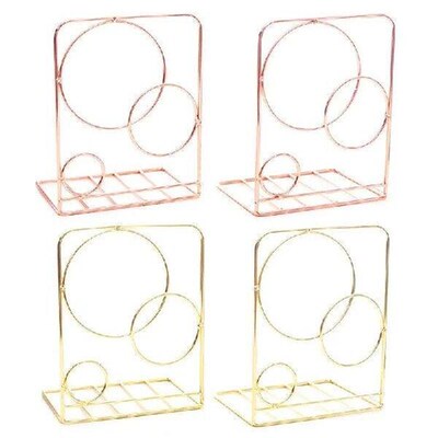 2pcs Round Circle Metal Desktop Bookends Book Ends Support