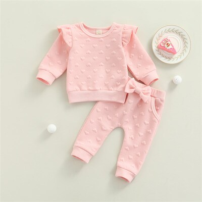 Citgeett Spring Valentines Day Kids Girls Suit Set Solid Co