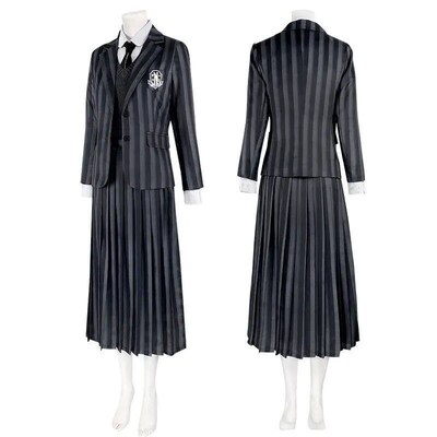 Kostum Cosplay Addams Rabu Seragam Sekolah Nevermore Pakaian