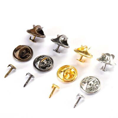 50Sets/lot Squeeze Badge Holder Butterfly Clasp Pin Back Bro