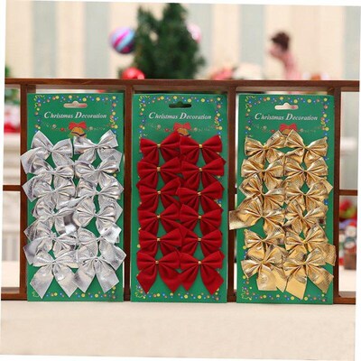 12pcs Christmas tree decorated bow gift 圣诞树装饰蝴蝶结
