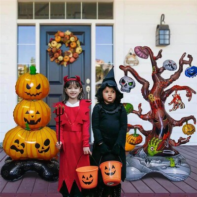 Halloween Inflatable Pumpkin Tree Standing Large Foil Balloo