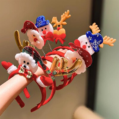 5-Pack Christmas Elements Hairband Set - Snowman Reindeer