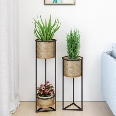 European wrought iron flower shelf pot rack living room inte