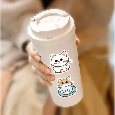 60 Japanese cartoon cute kitten stickers Wind suitcase lapto