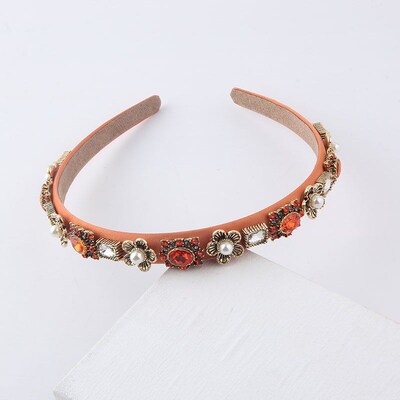 Diamond Pearl Baroque Headband Fashion Simple Thin Side Brig
