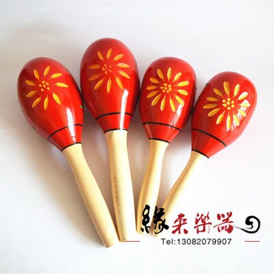 Adult Kids Wooden Engraved Flowered Maracas Shaker Percussio