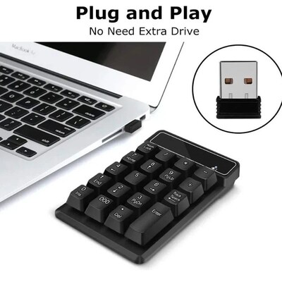 2.4G Numeric Keypad Silent 19 Keys USB Keypads, Portable Fin
