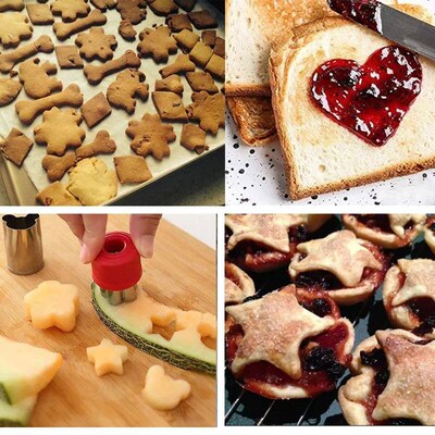 3pcs Cookie Cutters Flower Heart Circle Star Baking Mould St