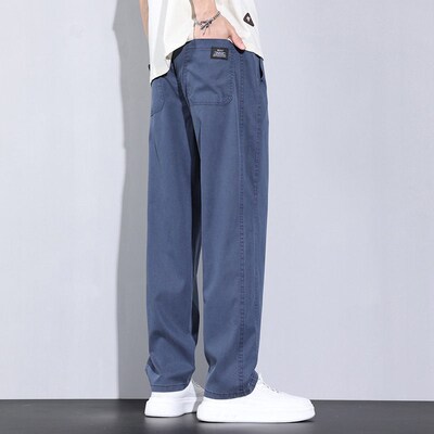 2025 Jeans Mens Ice Silk Straight Tube Loose Casual Youth S