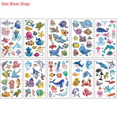 10pcs Fake Tattoo Stickers Cartoon Temporary Tattoo Kids Chi