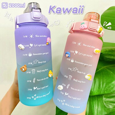 2L Large Capacity Water Bottle With Bounce ver Time Scale Re