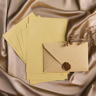 Bview Art 10 pcs linen brown paper envelope paper set retro