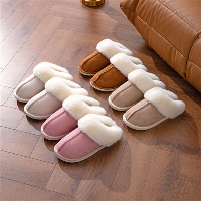 Furry Slippers For Women, Warm Thick-soled Plush Slippers, H